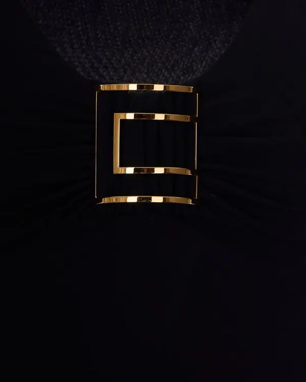 Elisabetta Franchi Long Sleeve V-neck Top With Embellishment