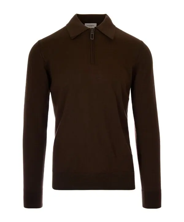 PAOLO PECORA Long-sleeved Zip-up Sweater - Black