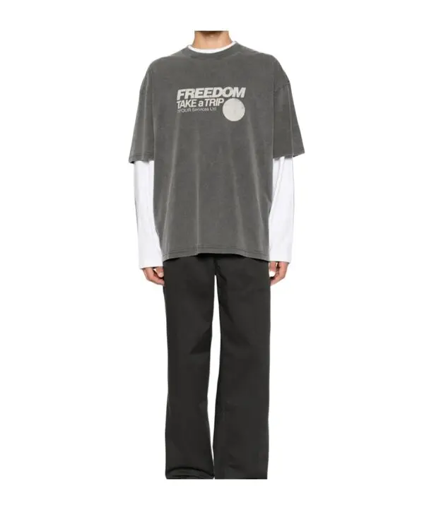 7 For All Mankind Graphic-print Crew-neck T-shirt - Dark Grey