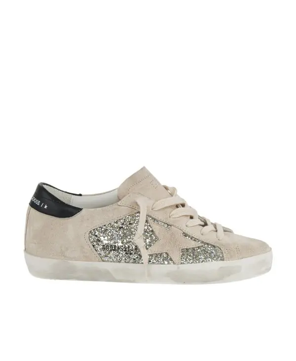GOLDEN GOOSE Super-star Glitter Suede Sneakers - Nude