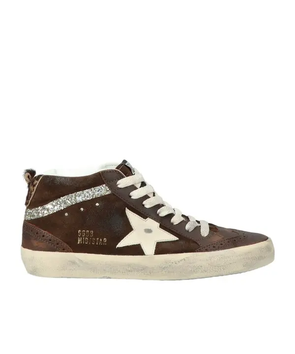 GOLDEN GOOSE Mid Star Glittered Sneakers - Nude
