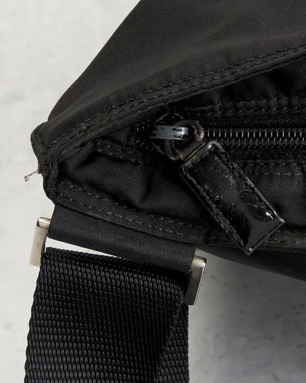 FWRD RENEW Prada Tessuto Flat Messenger Bag - Black