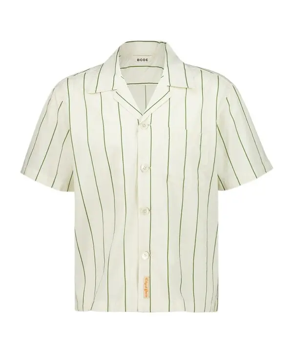 BODE Celery Striped Short-sleeve Shirt - White