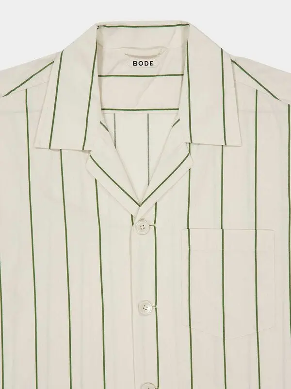 BODE Celery Striped Short-sleeve Shirt
