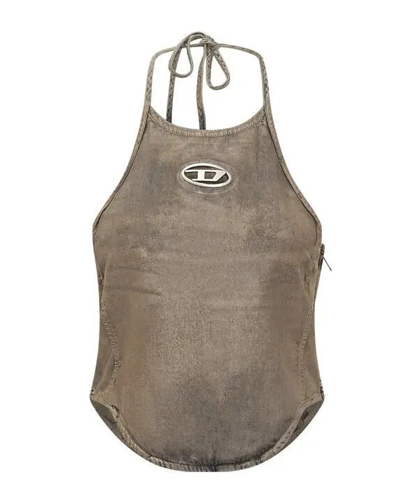 DIESEL® Logo Plaque Satin Top