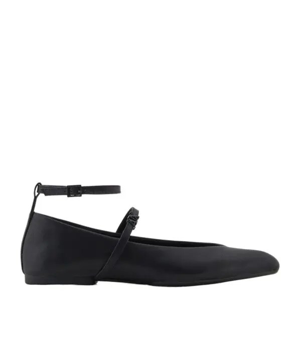 Armani Exchange Pointed-toe Ballerina Shoes - Black
