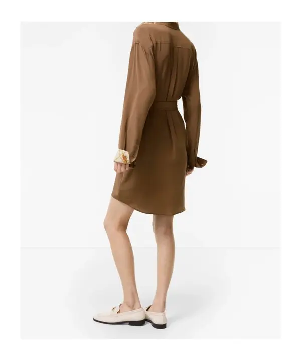 Burberry Belted Waist Shirt Midi Dress - Puddle Brown