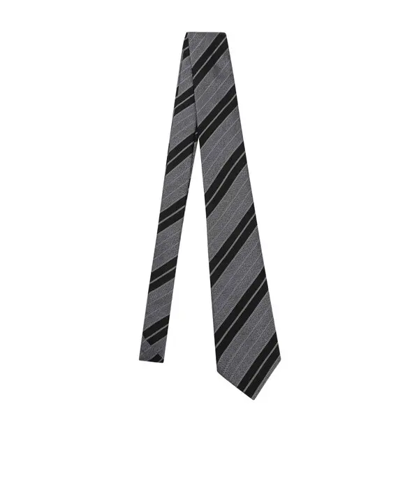 Saint Laurent Striped Tie - Black