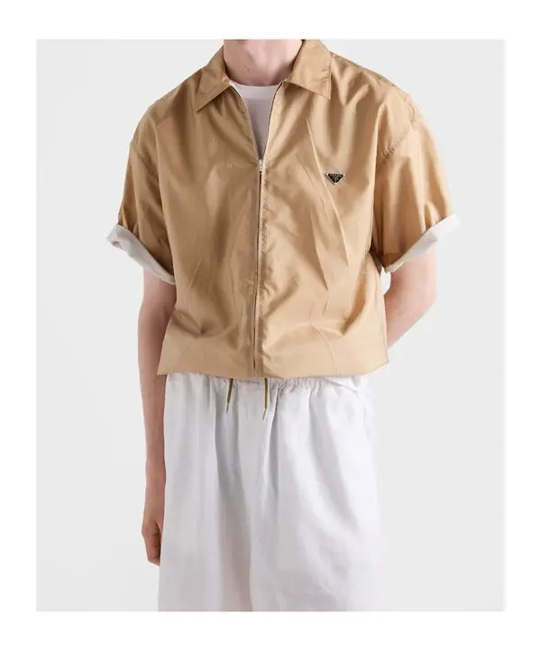 Prada Short-sleeved Re-nylon Zipper Shirt