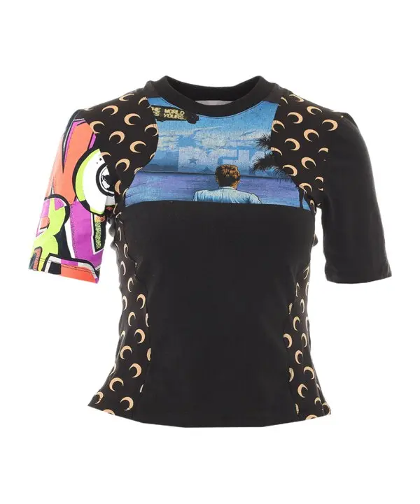 MARINE SERRE Graphic Printed Crewneck T-shirt - Black
