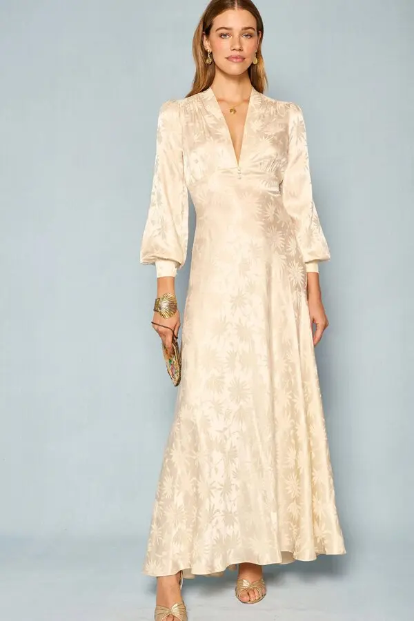 Rixo Emory Daisy Jacquard Champagne Regular