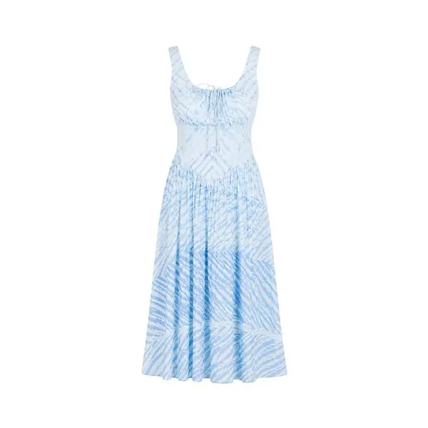 CHARKHA & LOOM Rhea Milkmaid Midi Dress - Blue