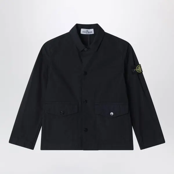 Stone Island Navy Shirt Jacket In Cotton - Blue