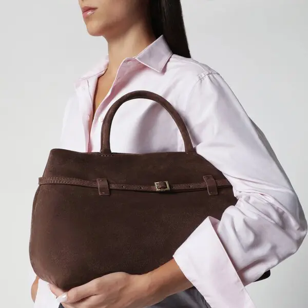 Manu Atelier Le Cambon 35 Dark Suede Bag - Brown