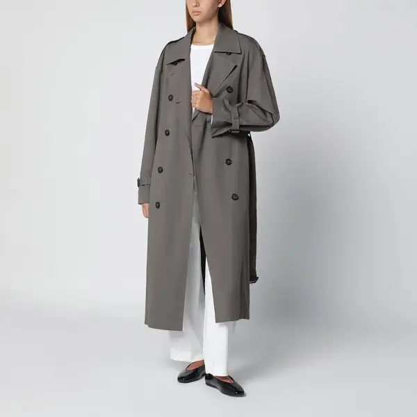 TOTEME Double-breasted Cotton-blend Trench Coat - Grey