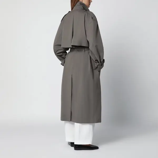 TOTEME Double-breasted Cotton-blend Trench Coat - Grey