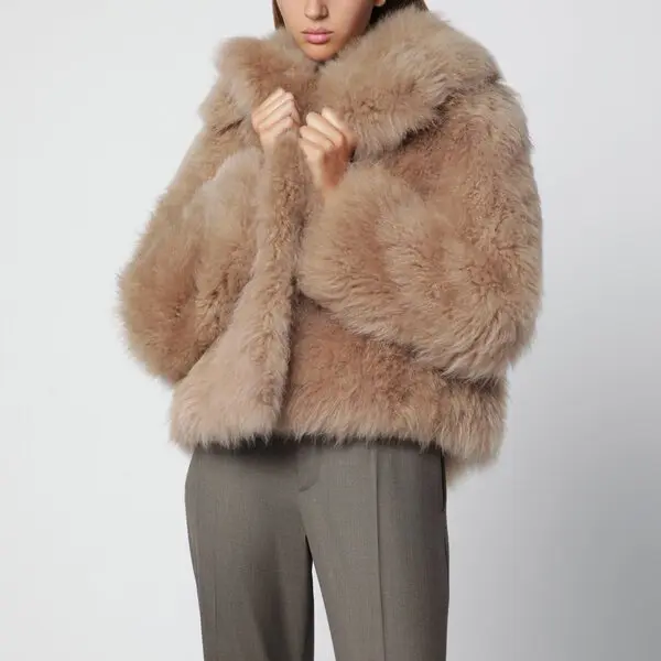 BLANCHA Short Caramel Fur Jacket - Beige