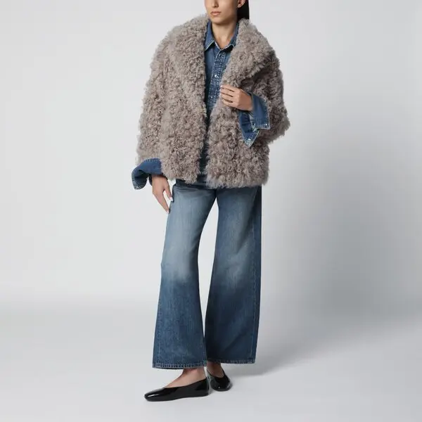 BLANCHA Short Taupe Fur Jacket