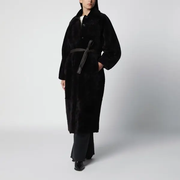 BLANCHA Chocolate Belted Fur Coat - Brown