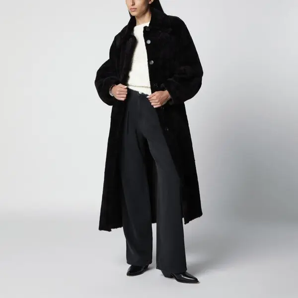 BLANCHA Chocolate Belted Fur Coat