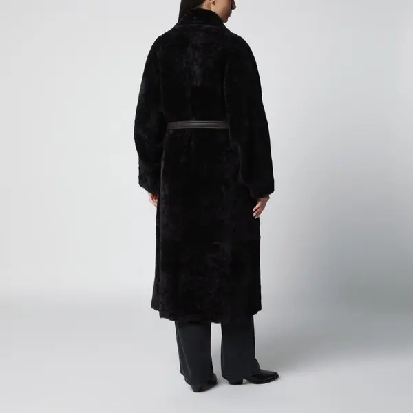 BLANCHA Chocolate Belted Fur Coat