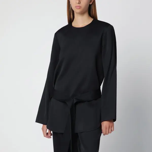 TOTEME Heavy Satin Tunic With Belt - Black