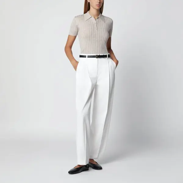 TOTEME Ribbed Cashmere And Silk Polo Shirt