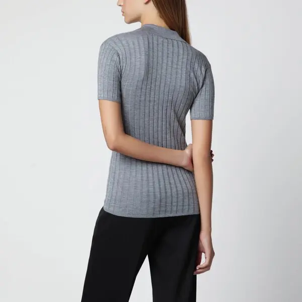 TOTEME Mélange Ribbed Cashmere And Silk Polo Shirt - Grey