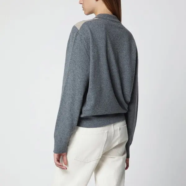 RÓHE Polo With Beige Argyle Pattern In Wool Blend