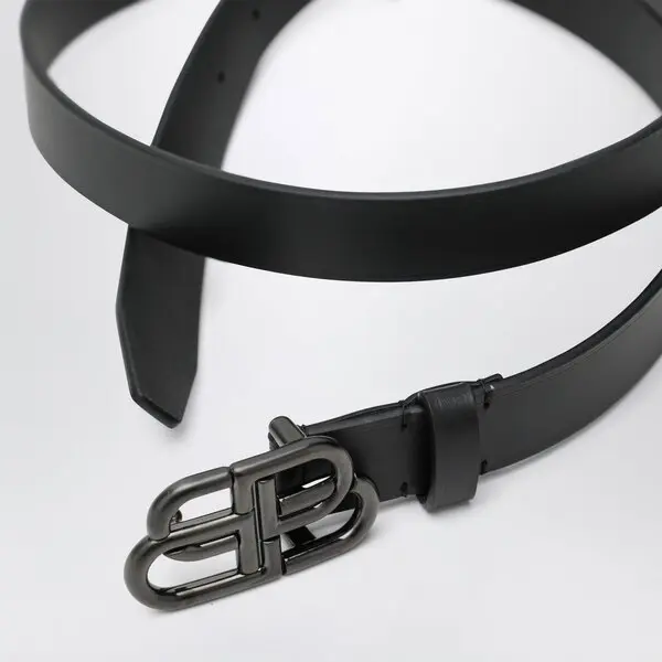 Balenciaga Slim Bb Belt In Calfskin Leather