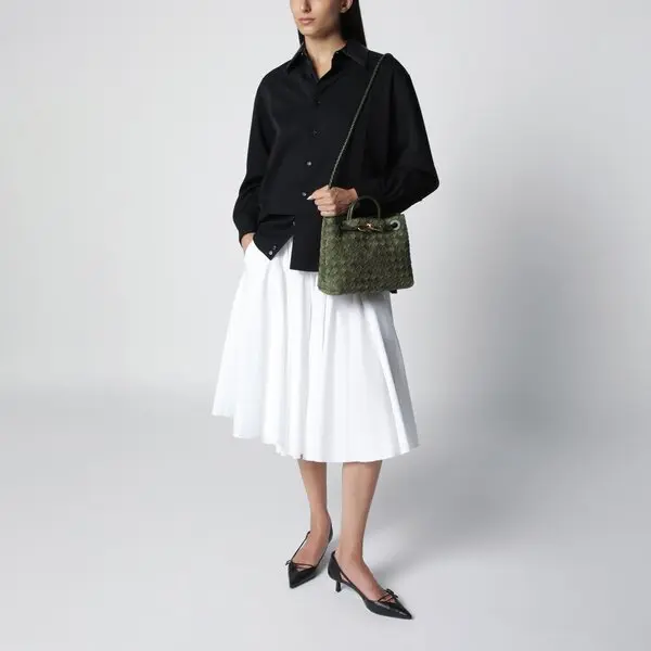 Bottega Veneta Andiamo Small Intrecciato Suede Bag - Green