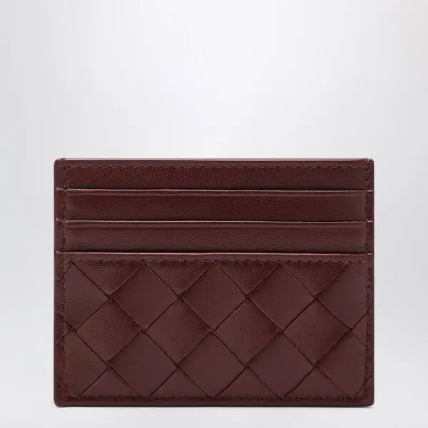 Bottega Veneta Barolo Color Card Holder In Intrecciato - Burgundy