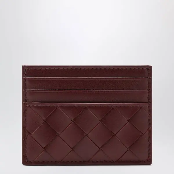 Bottega Veneta Barolo Color Card Holder In Intrecciato - Burgundy
