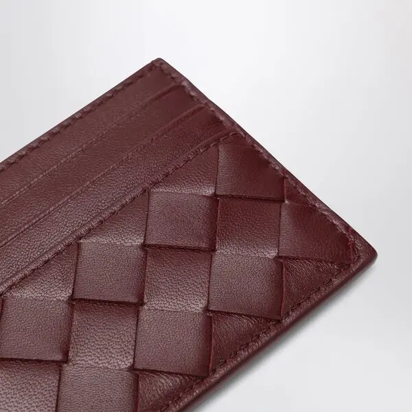 Bottega Veneta Barolo Color Card Holder In Intrecciato - Burgundy