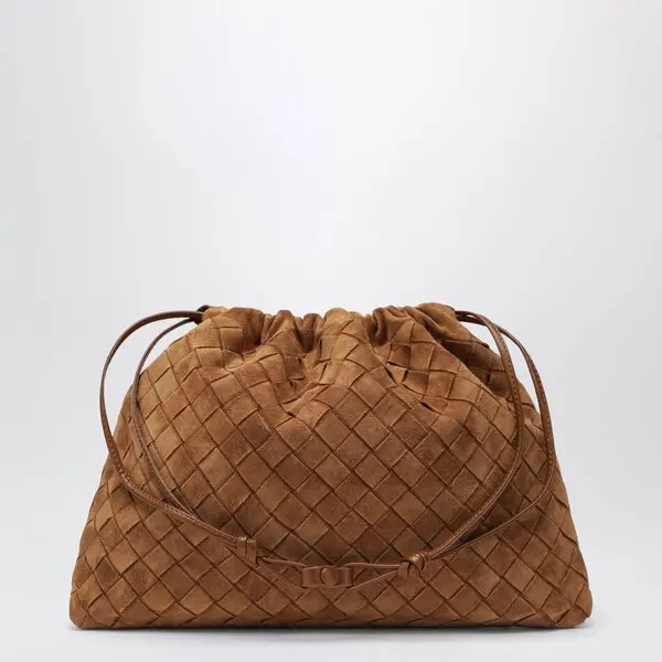 Bottega Veneta Intrecciato Suede Pouch - Brown