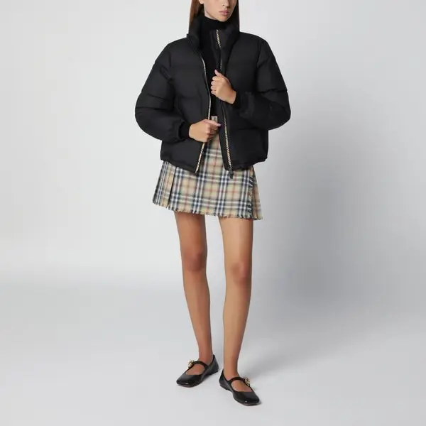 Burberry Zip-up Down Jacket With Check Detail