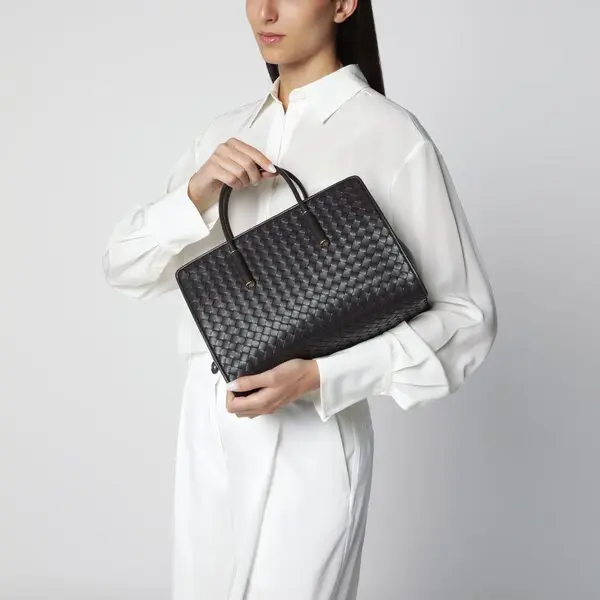 Bottega Veneta Small Barbara Tote Bag In Woven Leather - Brown