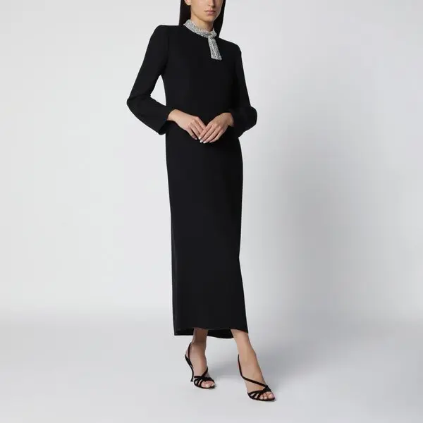 Valentino Garavani Silk Cady Couture Dress With Rhinestone Embellishment