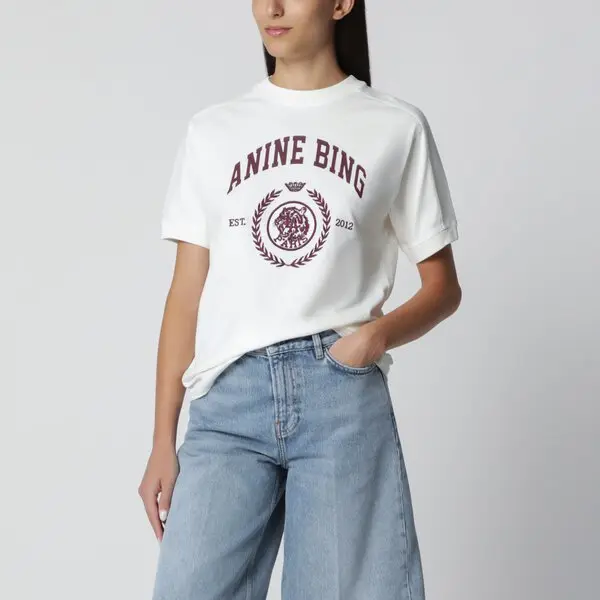 ANINE BING Graphic Logo Cotton T-shirt - White