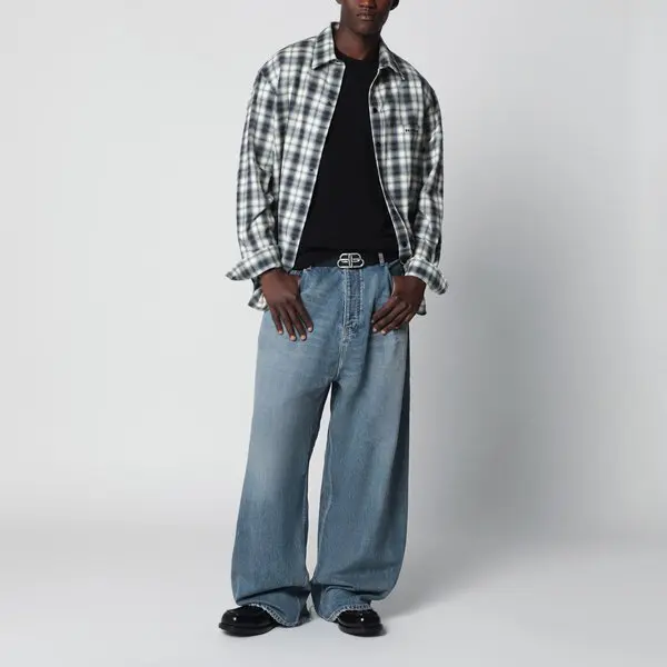 Balenciaga Regular-fit Checked Cotton Flannel Shirt In White/black
