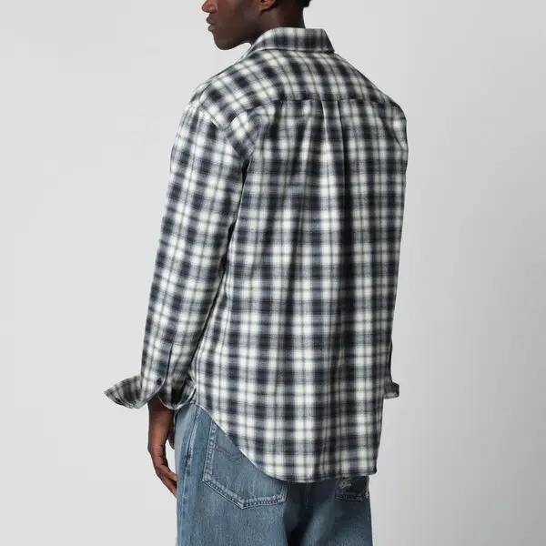 Balenciaga Regular-fit Checked Cotton Flannel Shirt In White/black