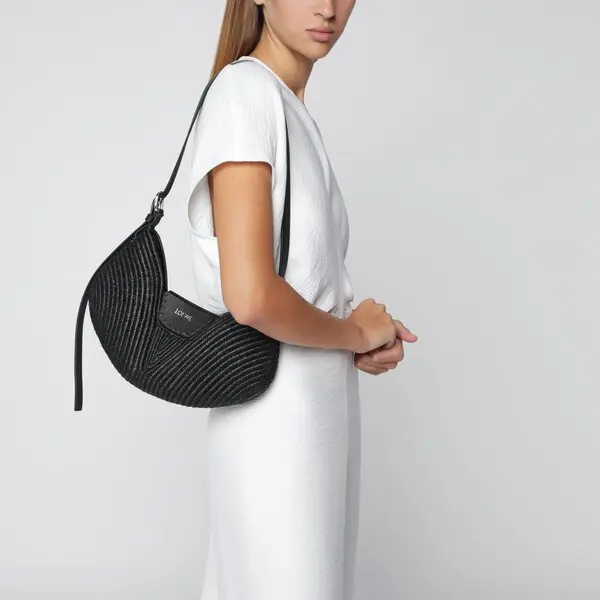Loewe Medium Raffia And Leather Swing Bag