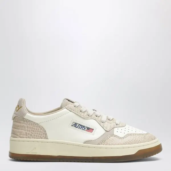 AUTRY Medalist Low Sneakers In Marshmallow/ivory With Python-effect Inserts