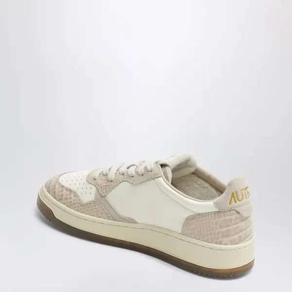AUTRY Medalist Low Sneakers In Marshmallow/ivory With Python-effect Inserts