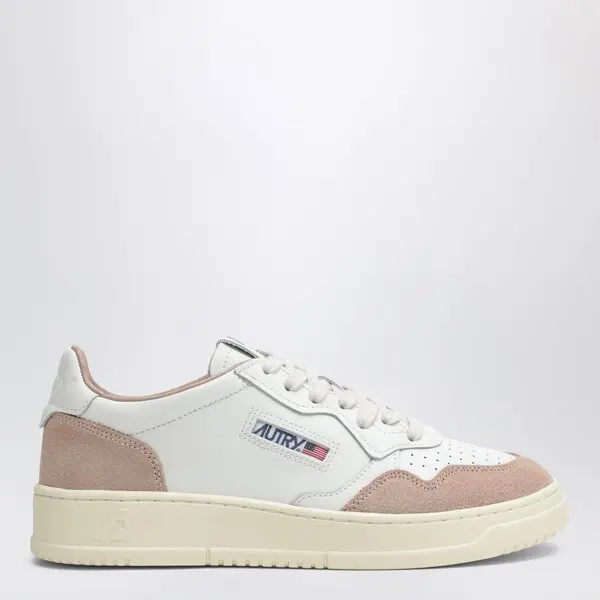 AUTRY Medalist Low Sneakers In Leather And Blush Suede - White