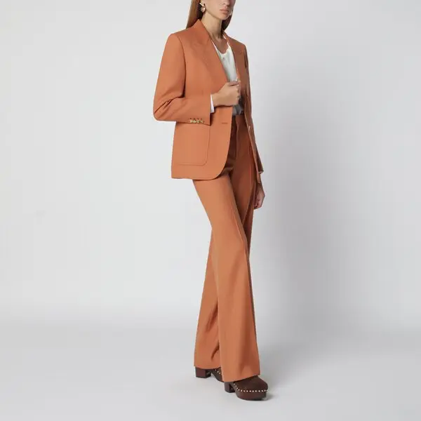 Chloé Single-breasted Jacket In Burnt Orange Wool Gabardine