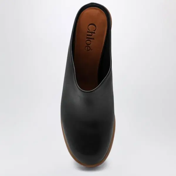 Chloé Maxime Wedge Sabot In Calfskin Leather - Black