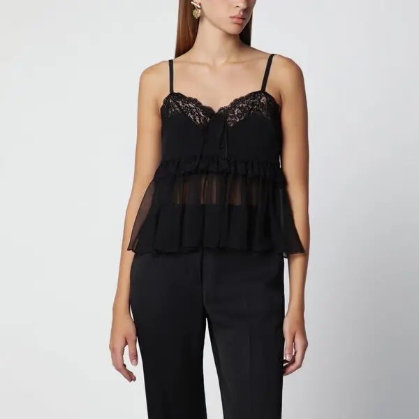 Chloé Silk Crêpe De Chine Top With Thin Straps - Black
