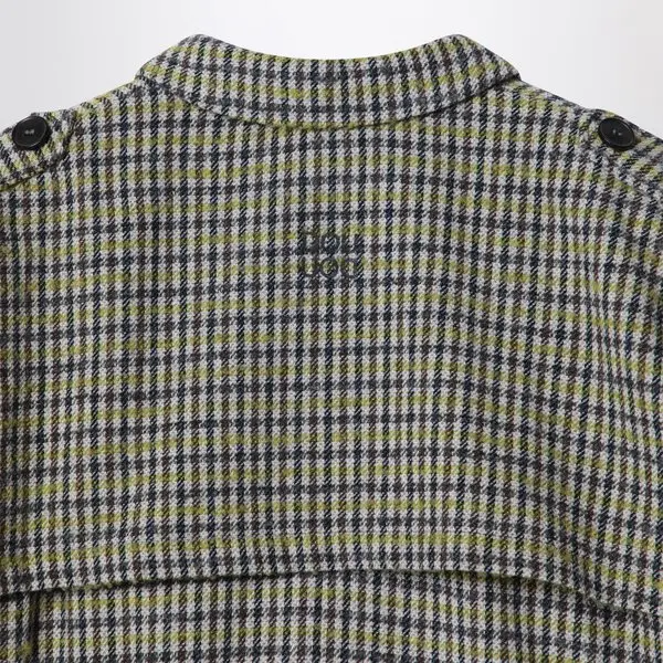 DOUUOD Double-breasted Wool-blend Trench Coat With Check Pattern