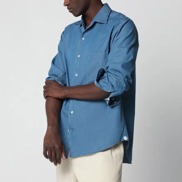 Loro Piana André Cotton Denim Shirt In Super Stone Washed
